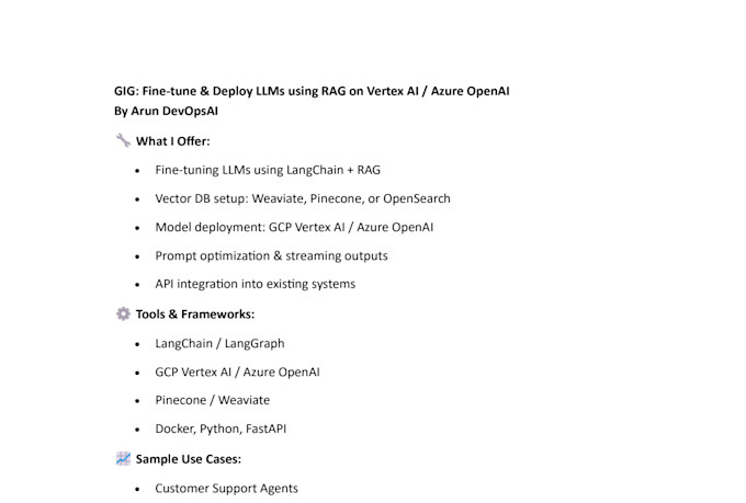 Fine tune and deploy llms with rag on vertex ai azure openai by Cloud_mathi | Fiverr